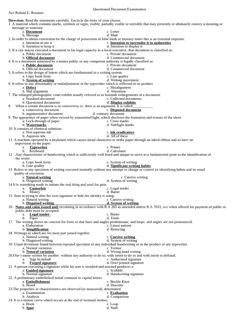 Questioned Document Examination ROSAURO | PDF | Signature | Typewriter