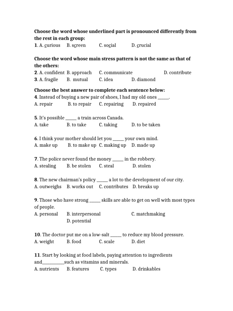 Pronunciation and Grammar Exercises | PDF | Life Expectancy | Anxiety