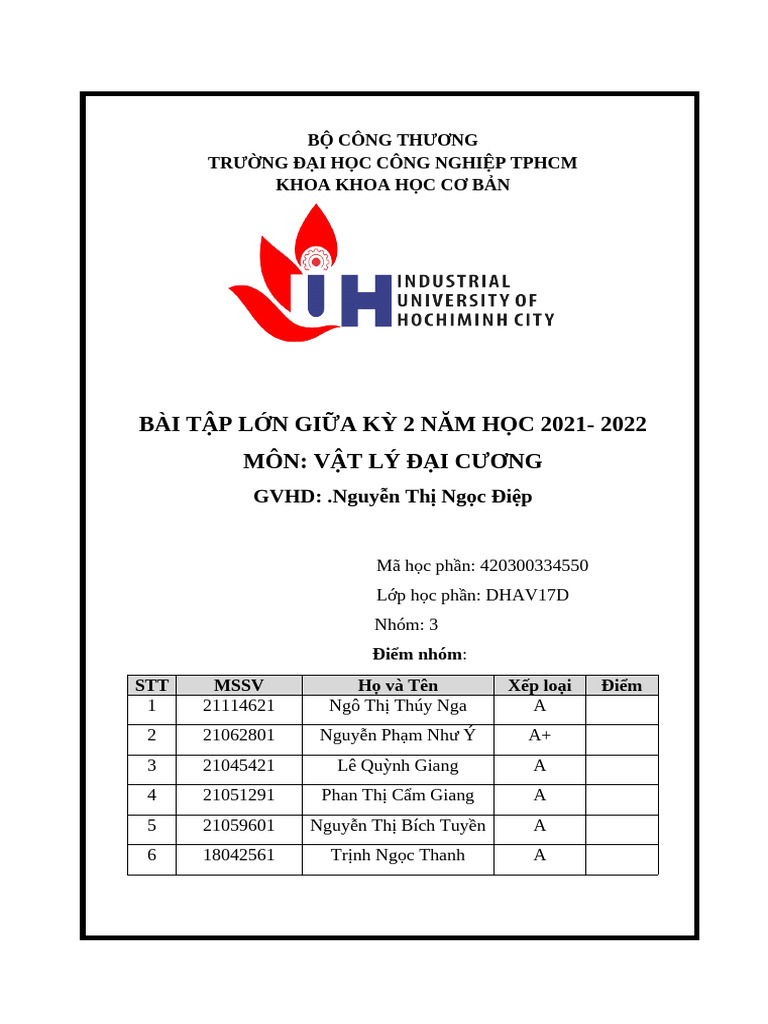 VLDC HƯỚNG DẪN LÀM BÀI TẬP LỚN GIỮA KÌ 2 NĂM HỌC 2021-2022 | PDF