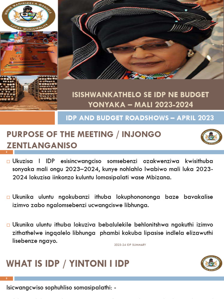 Isishwankathelo Se Idp - 2023-2024 Draft Idp and Budget Roadshows | PDF | Governance ...