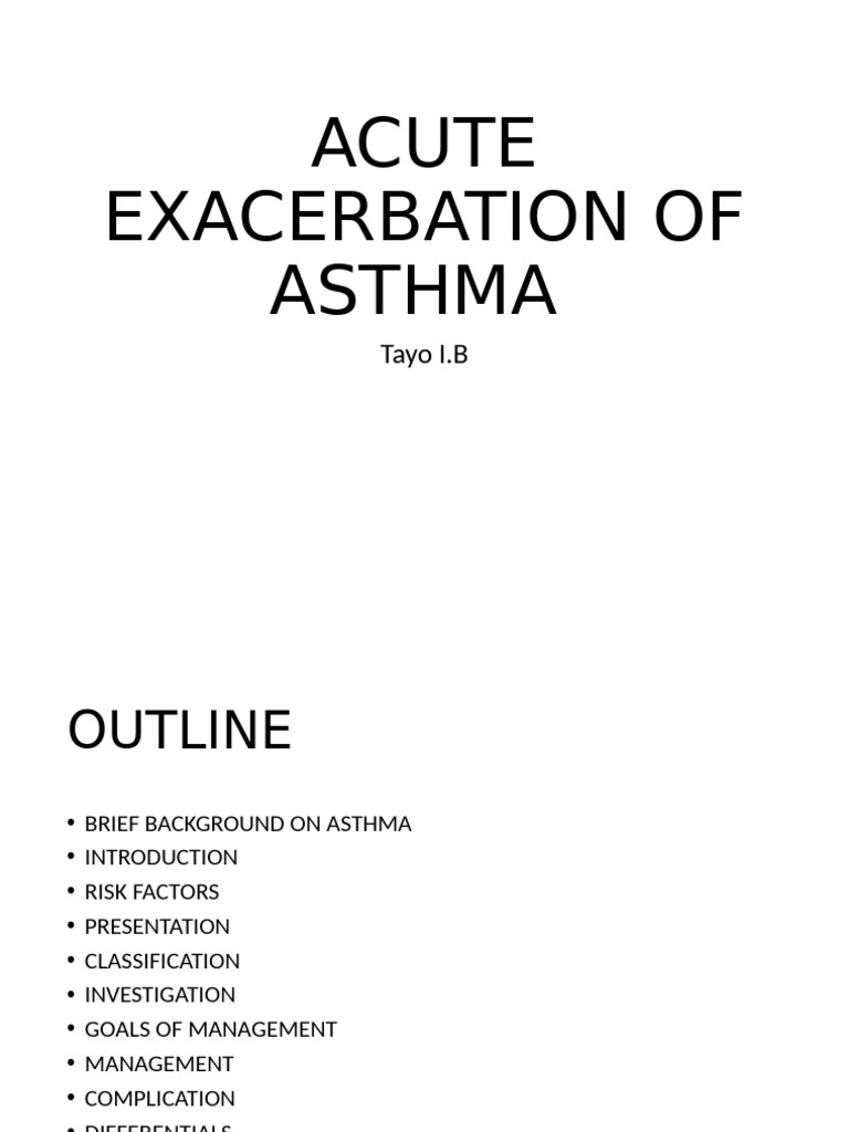 Acute Asthma Exacerbation Management Guide | PDF | Asthma | Chronic ...