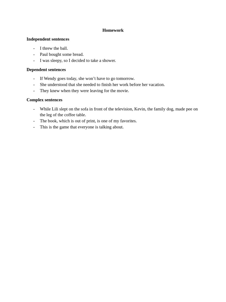 Ind - Dep - Complex - Sentences | PDF