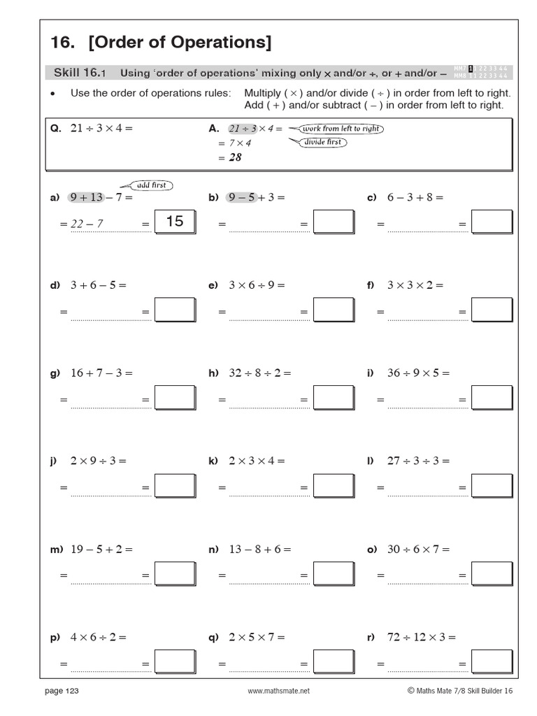 BODMAS Order of Operations Practice | PDF | Mathematics | Arithmetic
