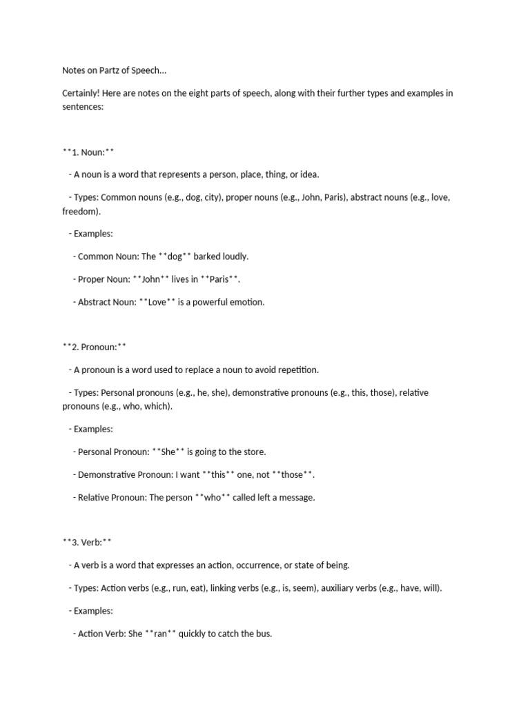 Parts of Speech Overview and Examples | PDF | Adverb | Noun