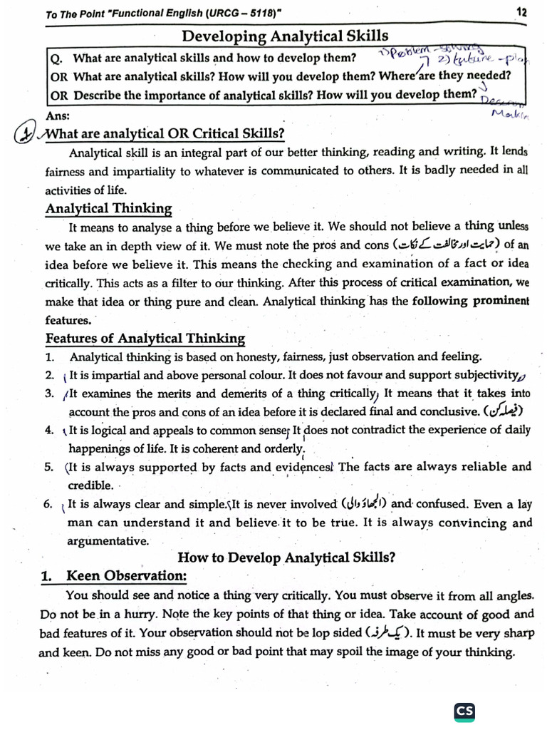 Functional English (Analytical Skills) | PDF