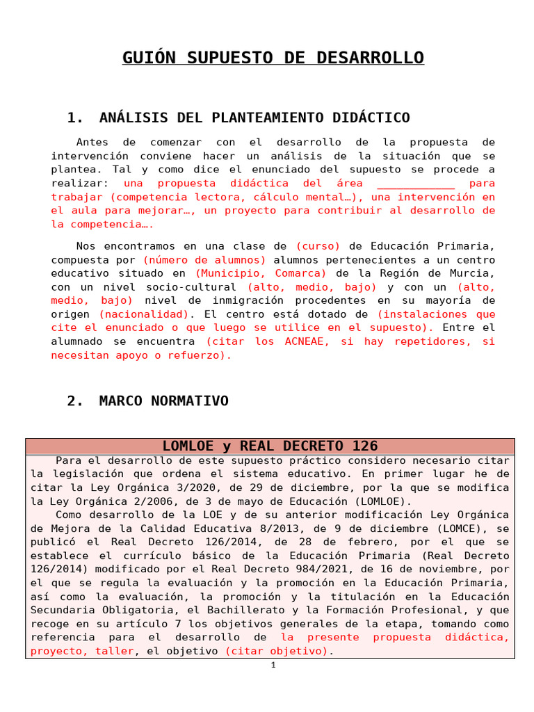 Guión Supuesto de Desarrollo | PDF | Evaluación | Educación primaria