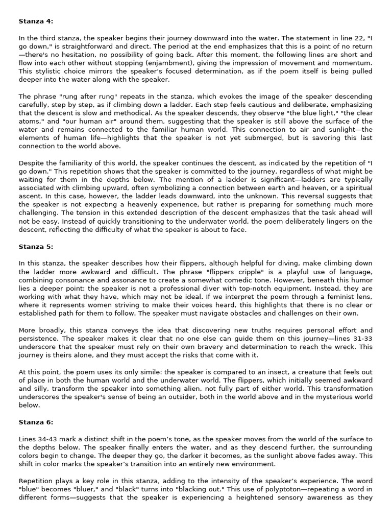 Diving Into The Wreck - Adrienne Rich - E - PDN Part 2 | PDF ...