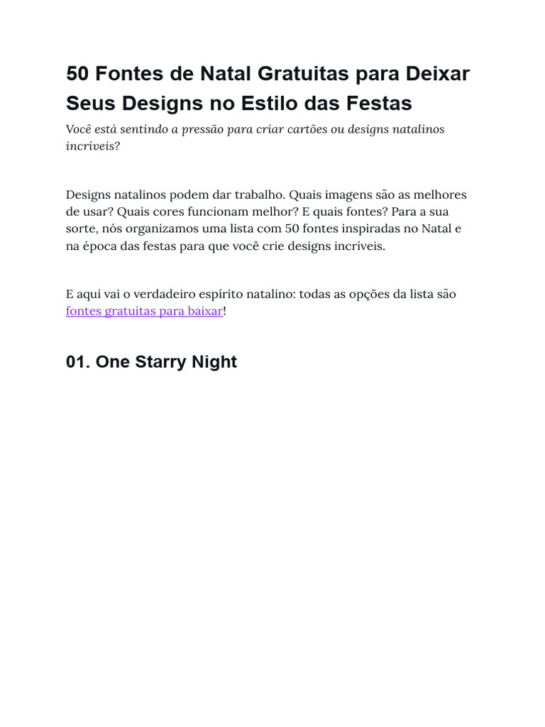 50 Fontes Natalinas Gratuitas para Design | PDF | Natal | Texto