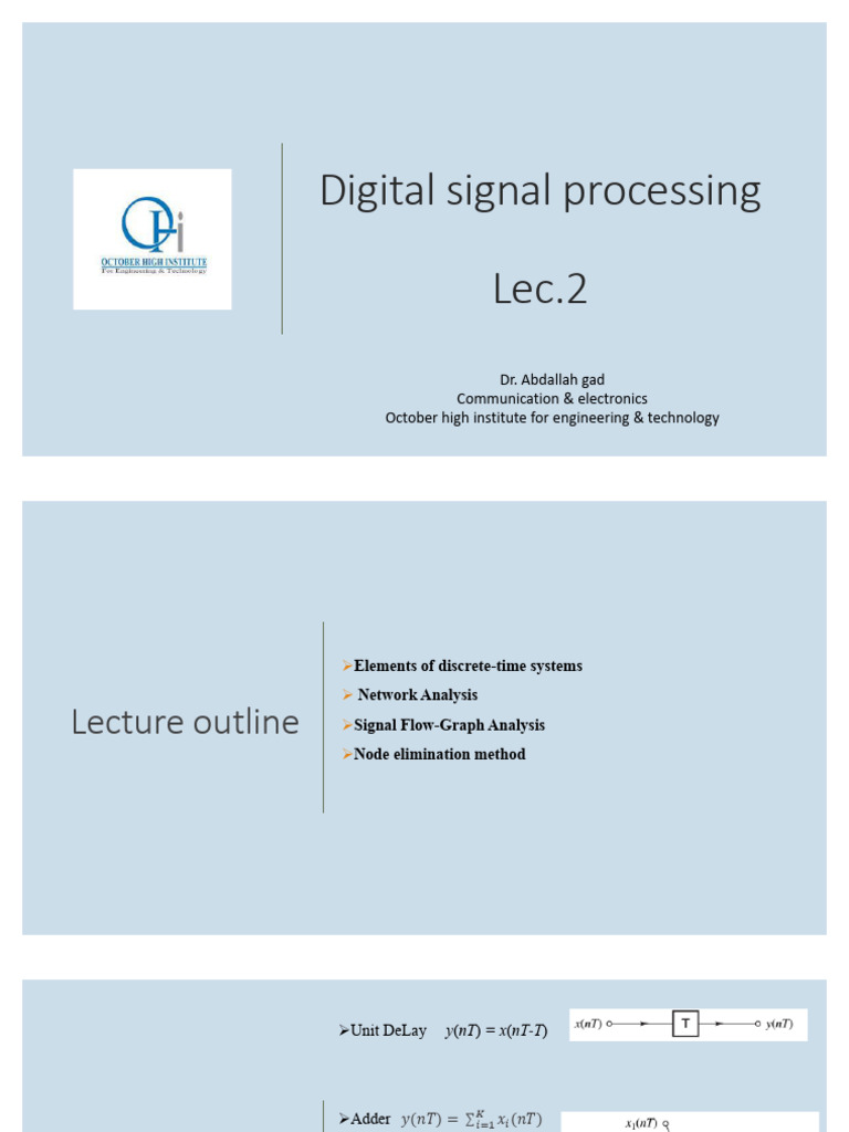 lec 2 DSP | PDF | Mathematical Relations | Theoretical Computer Science