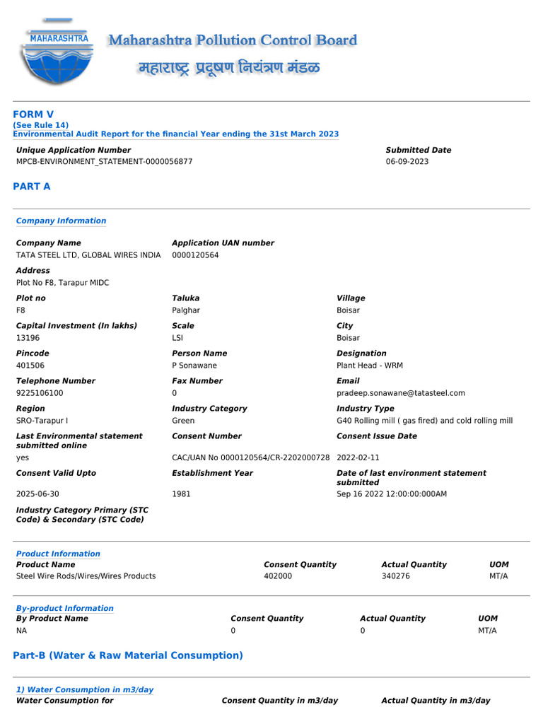 Es Plot No f8 Tarapur Midc | PDF | Waste | Hazardous Waste