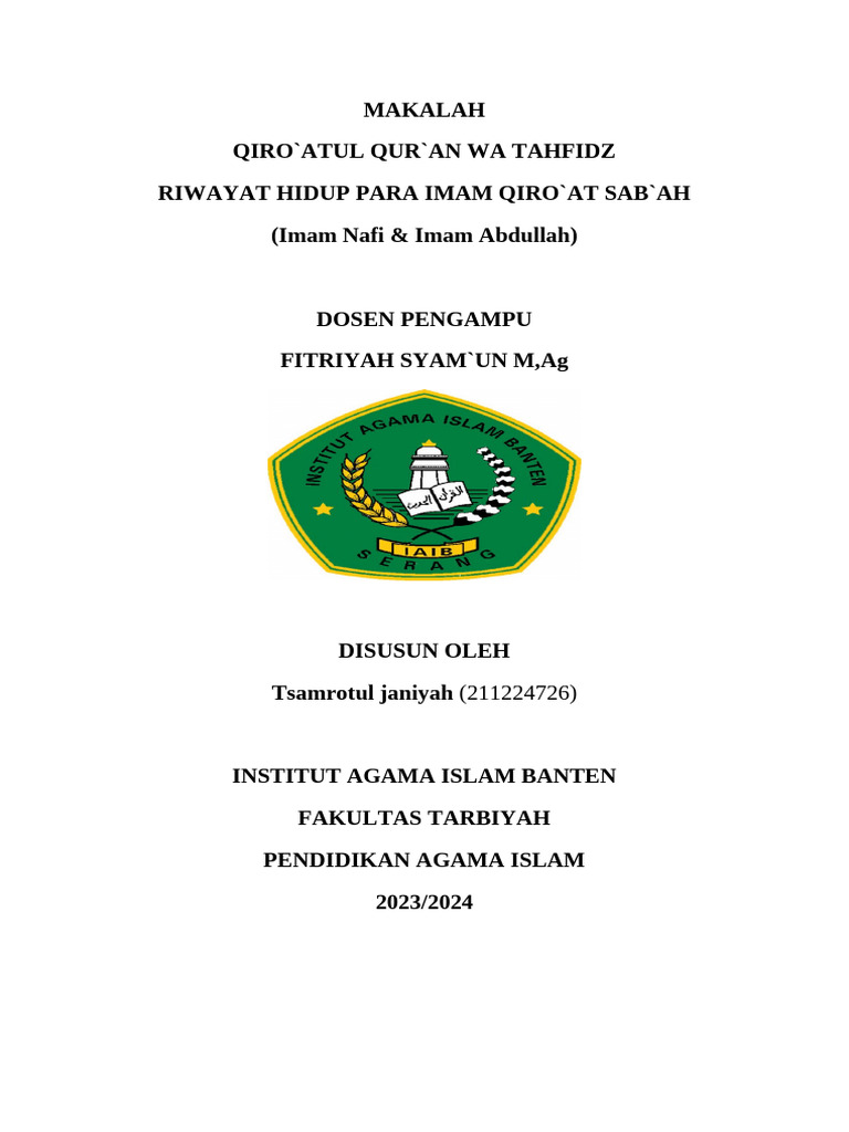 Riwayat Imam Nafi dalam Qira'at | PDF | Perjalanan | Kajian Bahasa Asing