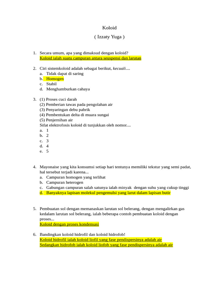 Panduan Lengkap Koloid: Ciri, Proses, dan Manfaat | PDF
