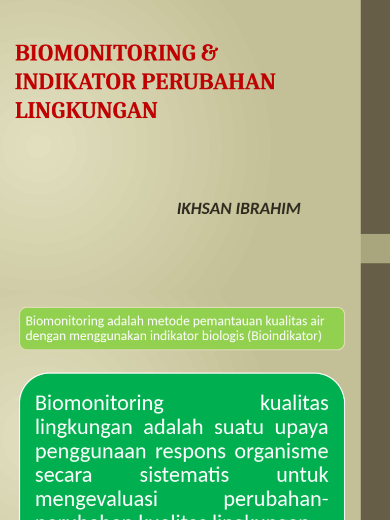 Biomonitoring & Indikator Perubahan Lingkungan | PDF | Pengembangan Diri | Kesehatan Holistik