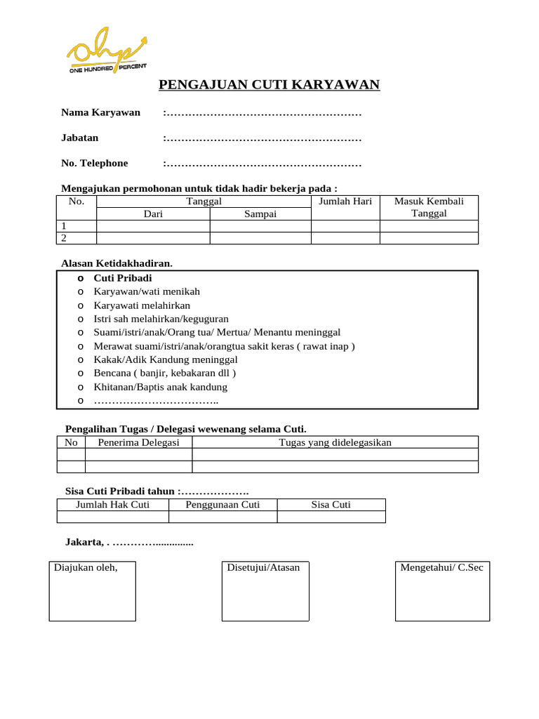 Form Cuti | PDF