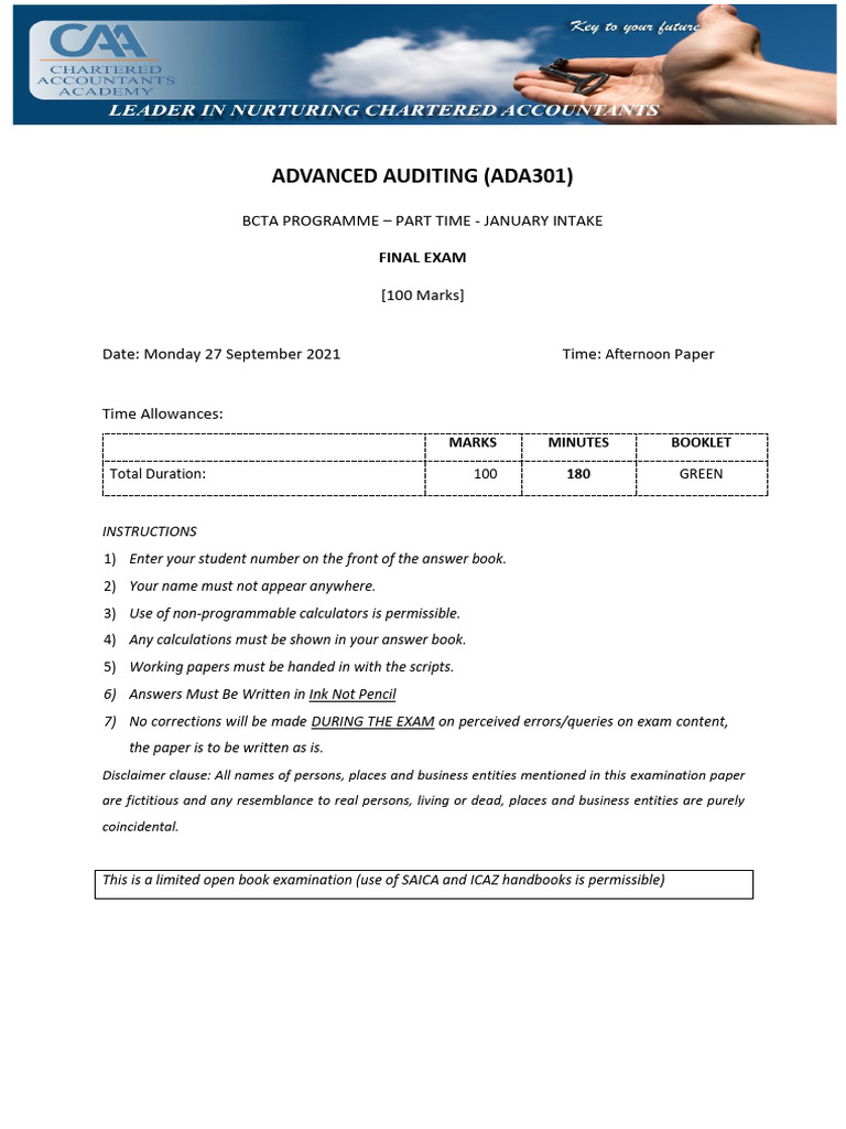 Bcta Jan Sem 2 Ada301 | PDF | Auditor's Report | Receipt
