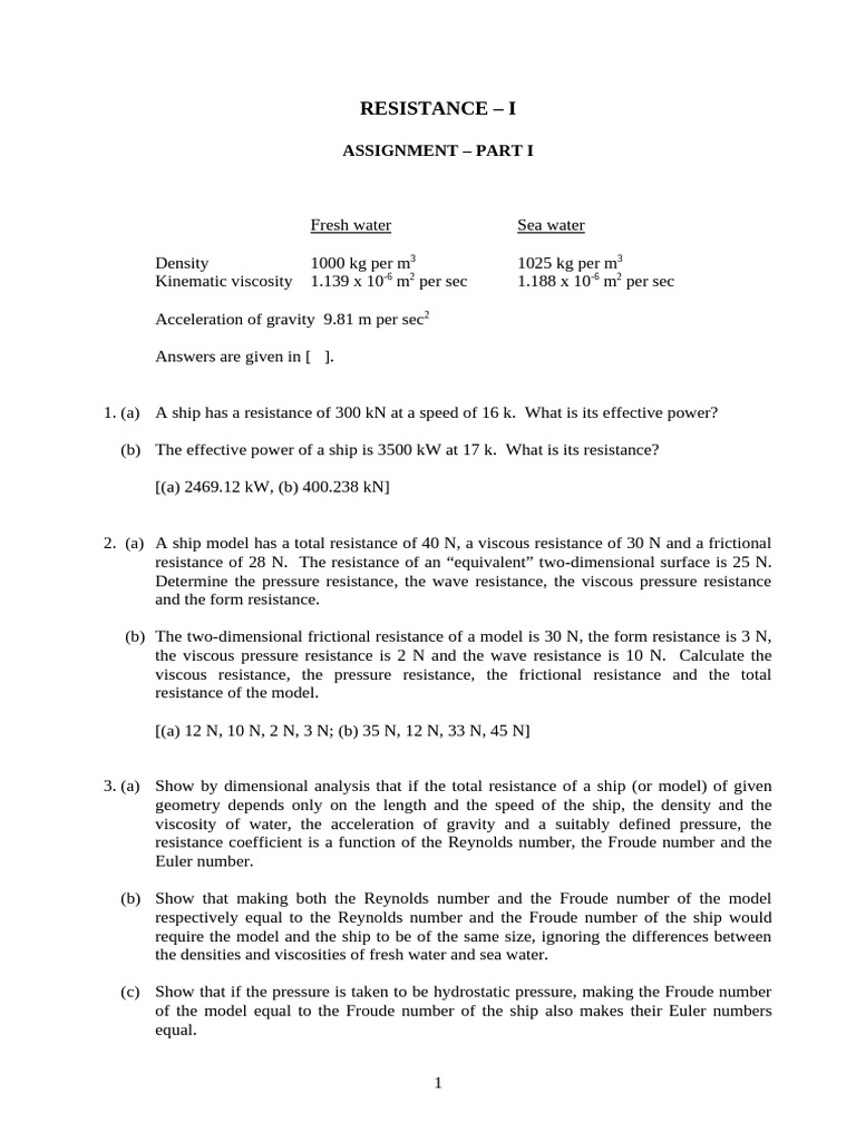 Resistance QnA | PDF | Drag (Physics) | Fluid Mechanics