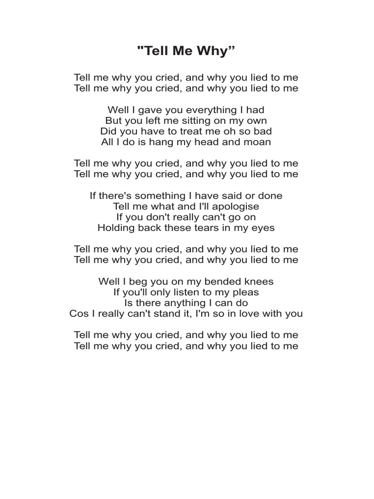 LYRICS Tell Me Why | PDF | Self-Improvement