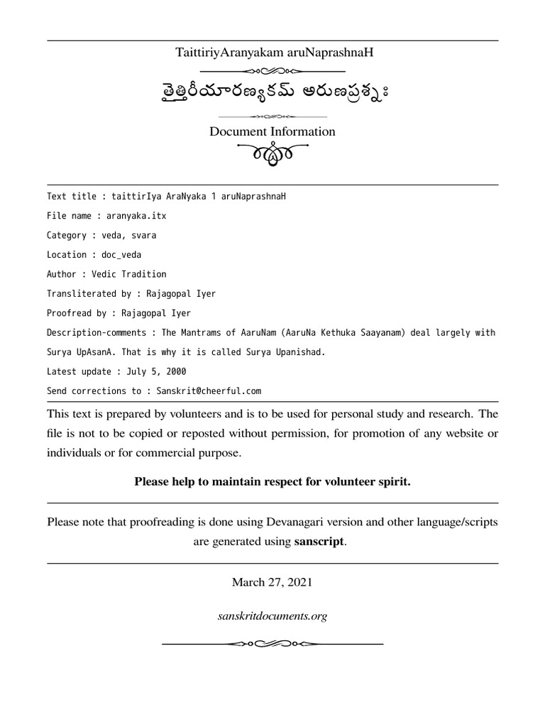 Aranyaka Te | PDF