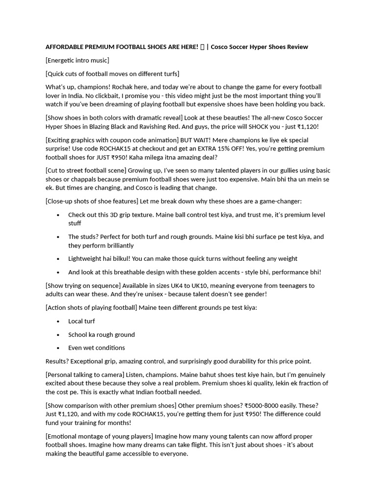 Rochak Hyper Shoes Script | PDF