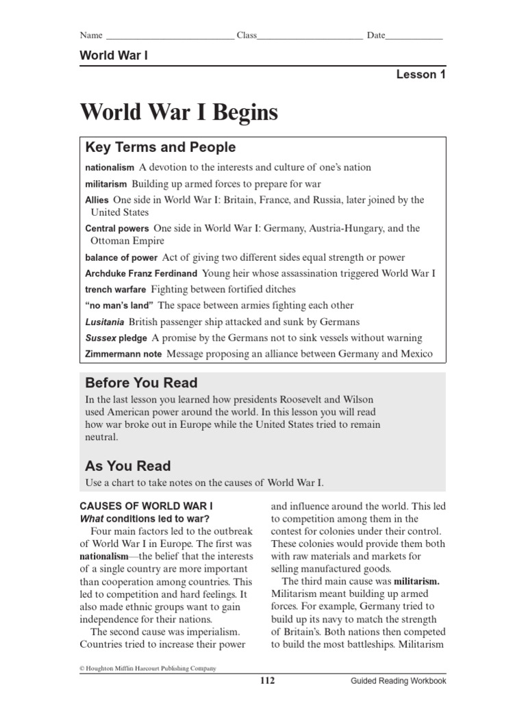 Module 7 Lesson 1 GRW - M07L01 | PDF | World War I | Allies Of World War I
