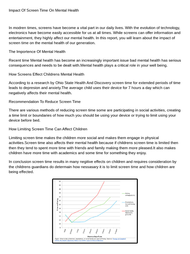 Impact of Screen Time On The Mental Health of Children | PDF | Self ...