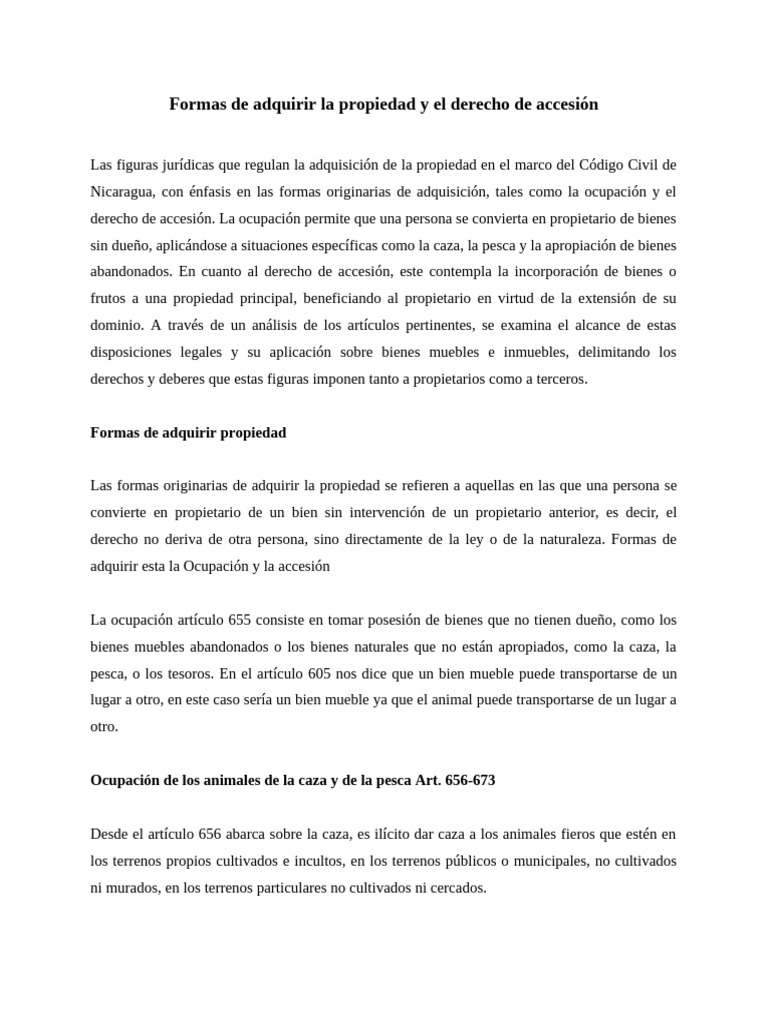 Formas de Adquirir Propiedad y Derecho de Accesion 0.2 | PDF ...
