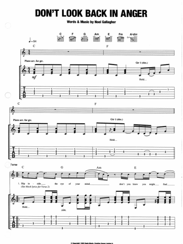 Dont Look Back in Anger | PDF