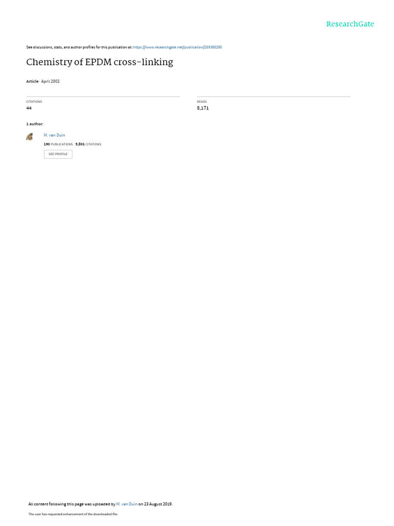 reaction of epdm | PDF | Cross Link | Physical Sciences