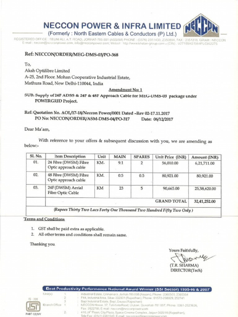 Revised Neccon PO | PDF