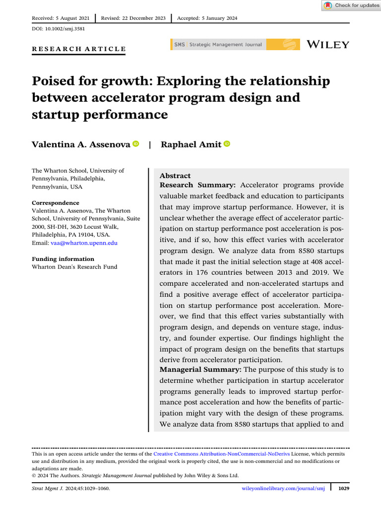 Strategic Management Journal - 2024 - Assenova - Poised For Growth Exploring The Relationship ...