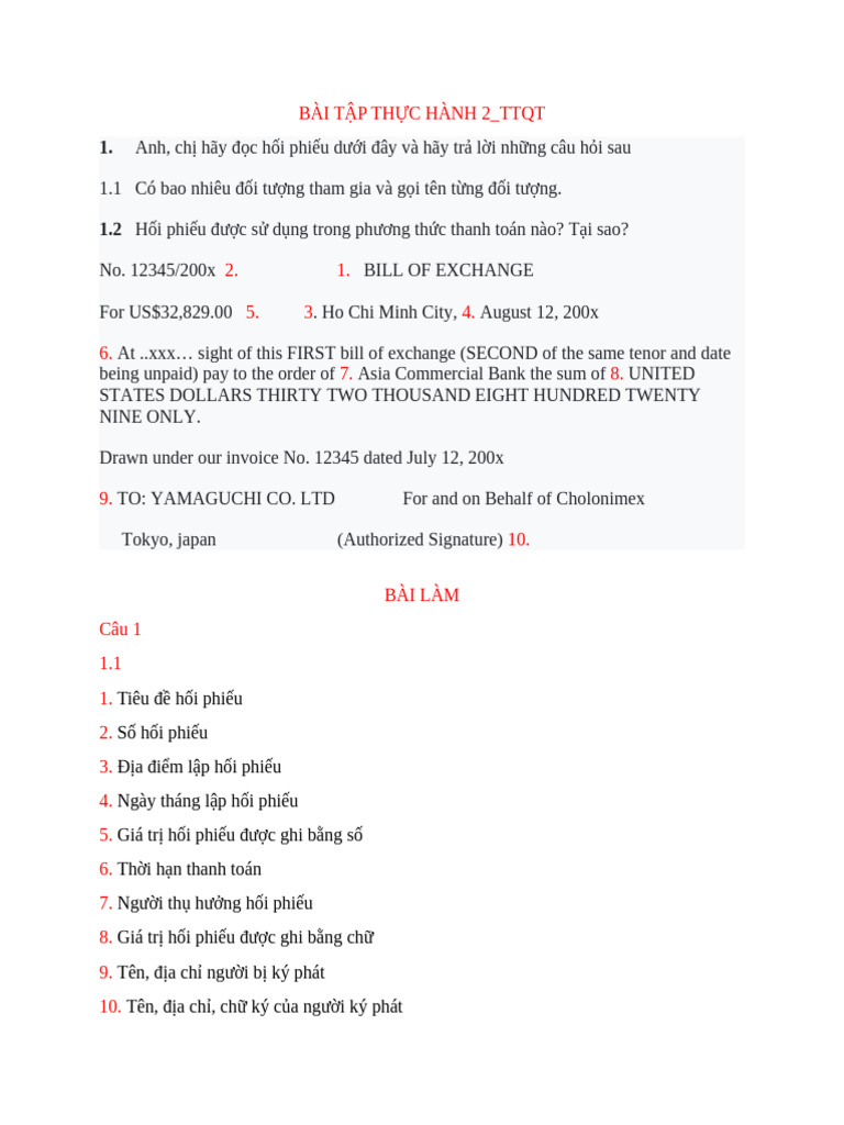 BÀI TẬP THỰC HÀNH 2 - TTQT | PDF