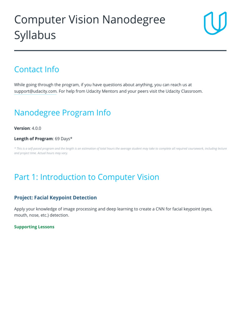 Syllabus Udacity Default en Us | PDF | Deep Learning | Linear Algebra