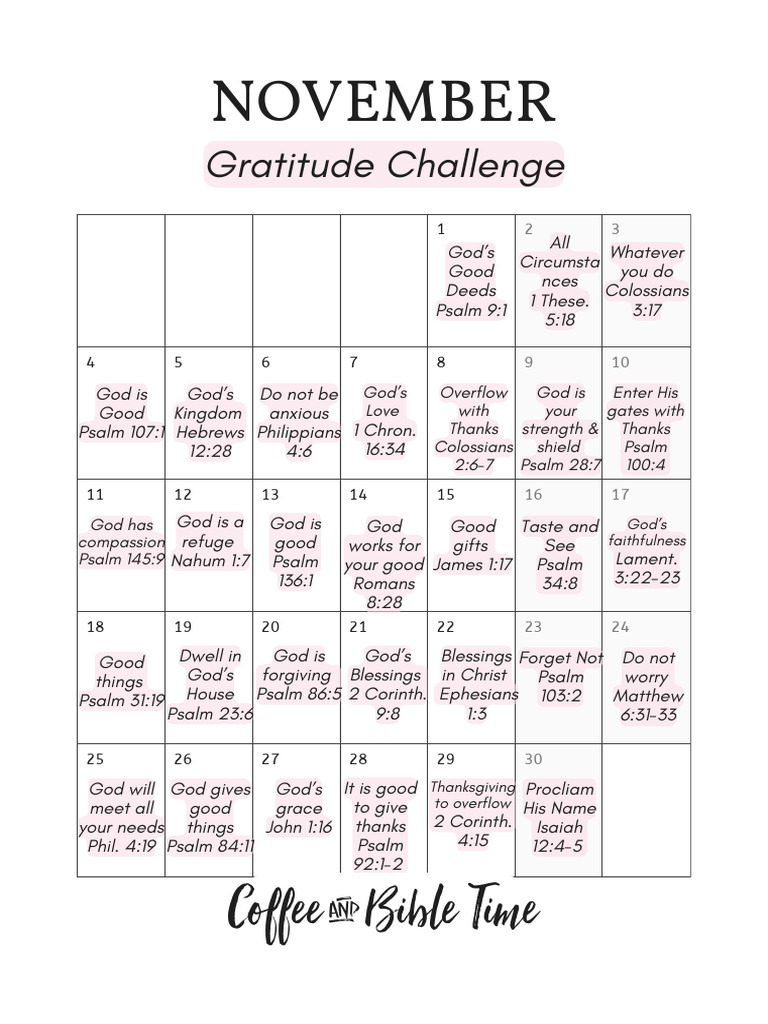 November Gratitude Calendar CBT | PDF