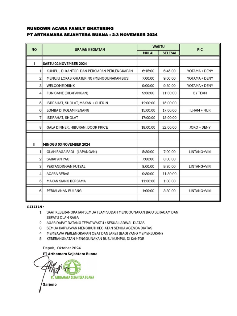 Rundown Acara Ghatering 2024 - 241029 - 172705 | PDF