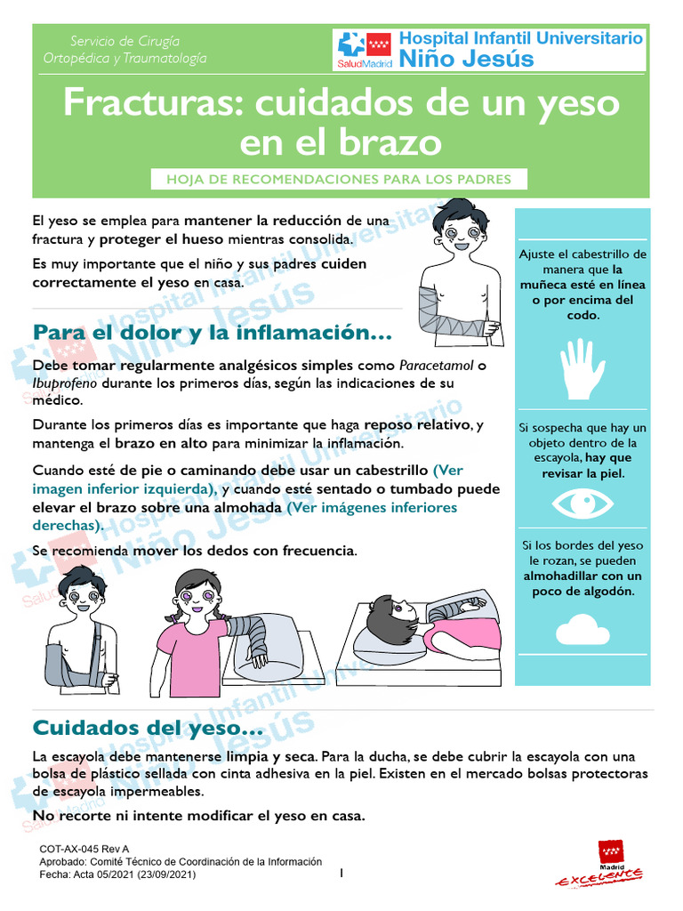 Cuidados del yeso en fracturas infantiles | PDF | Traumatologia ...