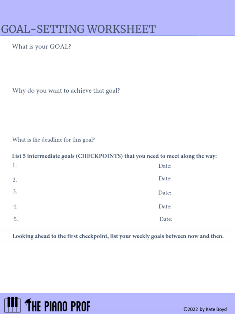 The Piano Prof Goal Setting Worksheet | PDF | Finance & Money Management