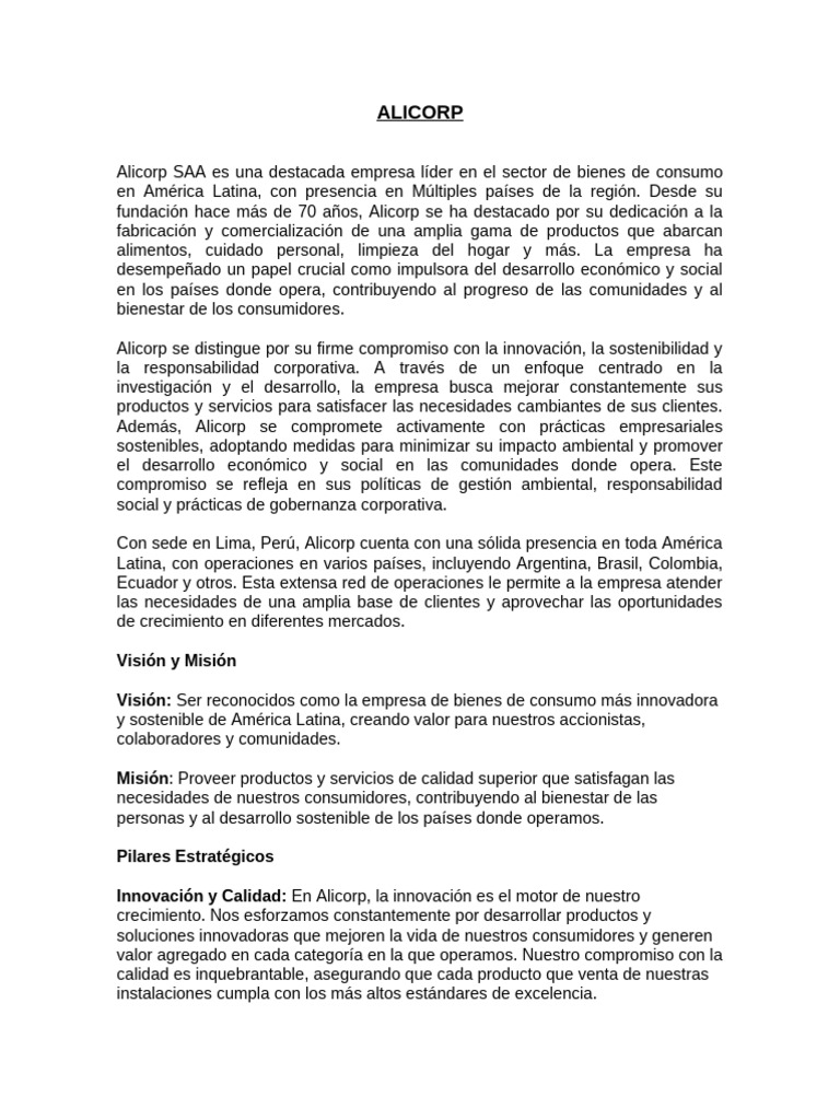 Alicorp S.A | PDF | Sustentabilidad | Business