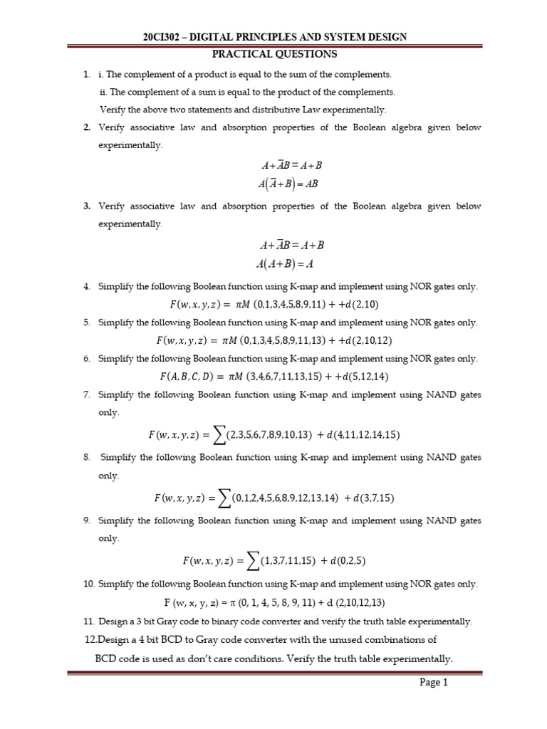 DPSD - Model Lab Questions | PDF | Boolean Algebra | Teaching Mathematics