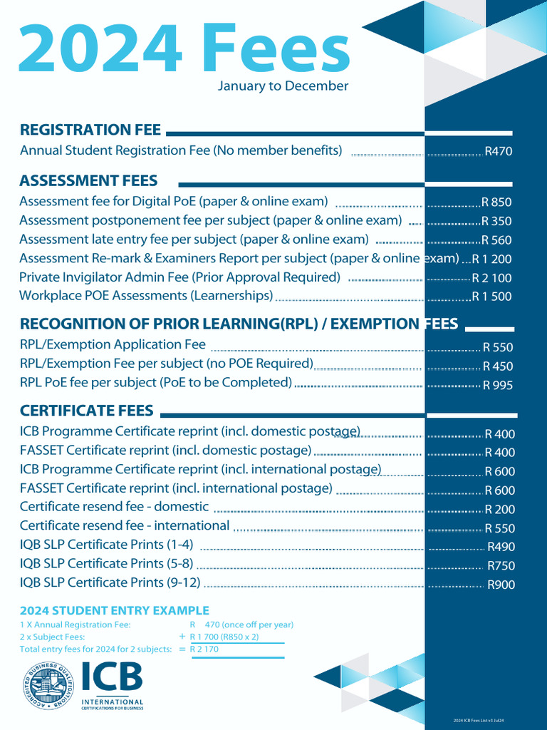 2024 ICB Fees List 3 Jul24 1 | PDF | Fee | Money