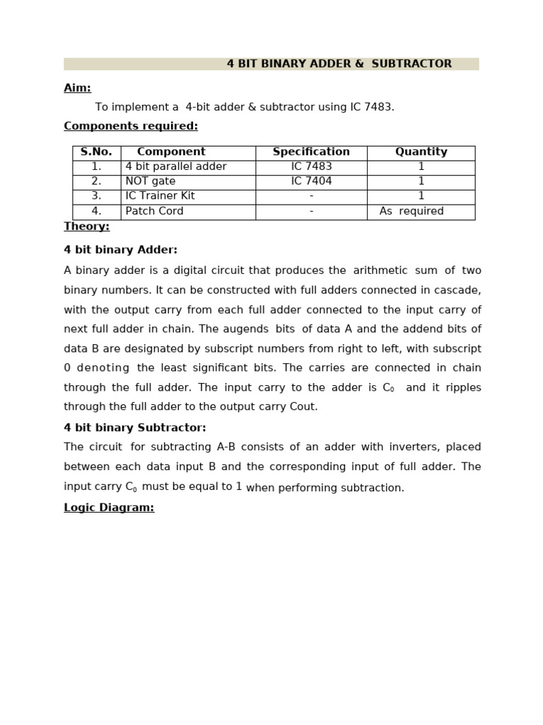 adder | PDF | Computer Engineering | Digital Electronics