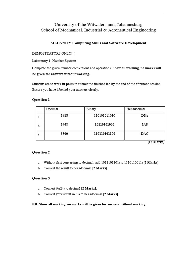 Lab 1 Number Systems Solution | PDF | Computer Architecture | Lexicology