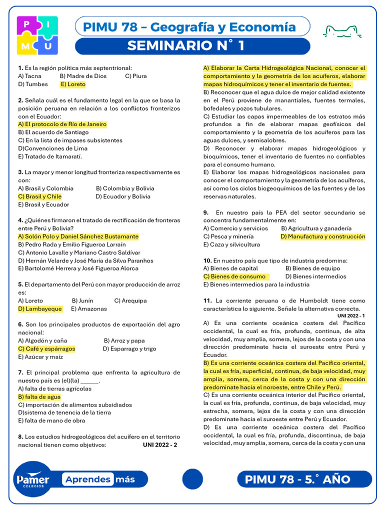 Geografía PIMU SEM 7 | PDF | Perú | Bolivia