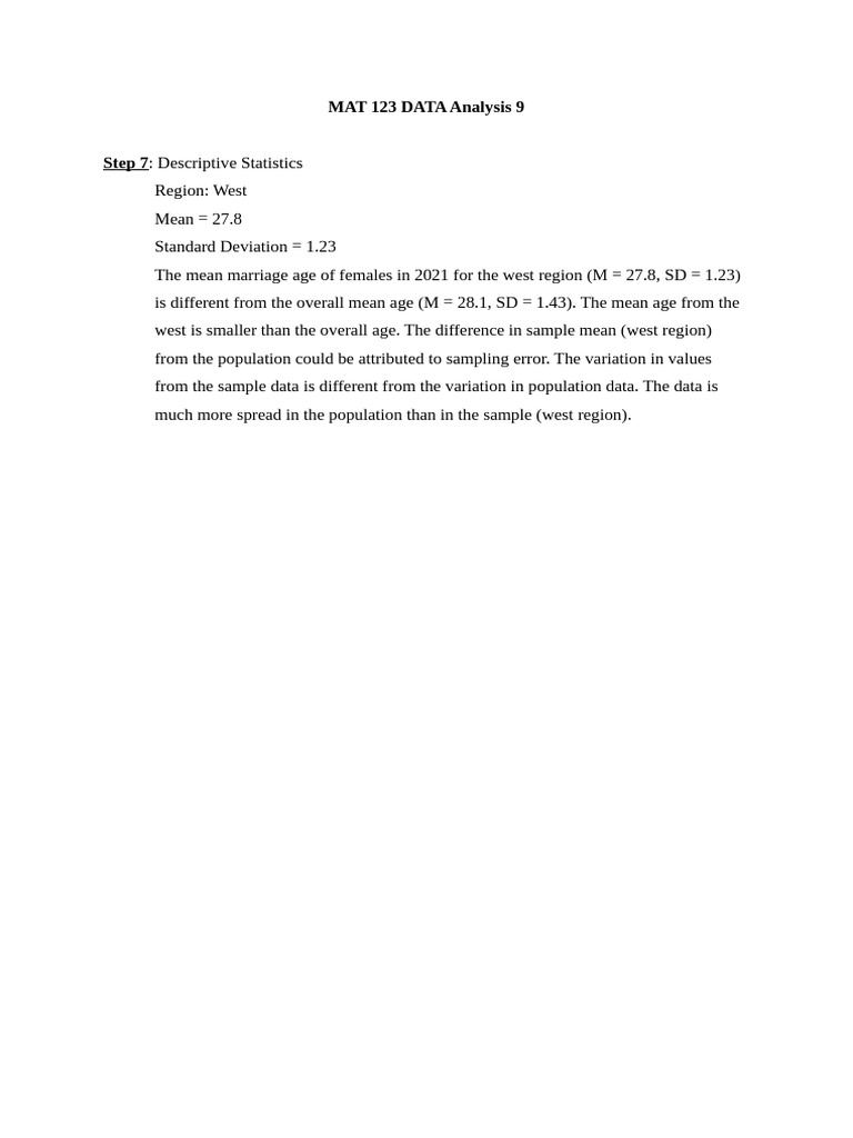 Mat 123 Data Analysis 9 | PDF