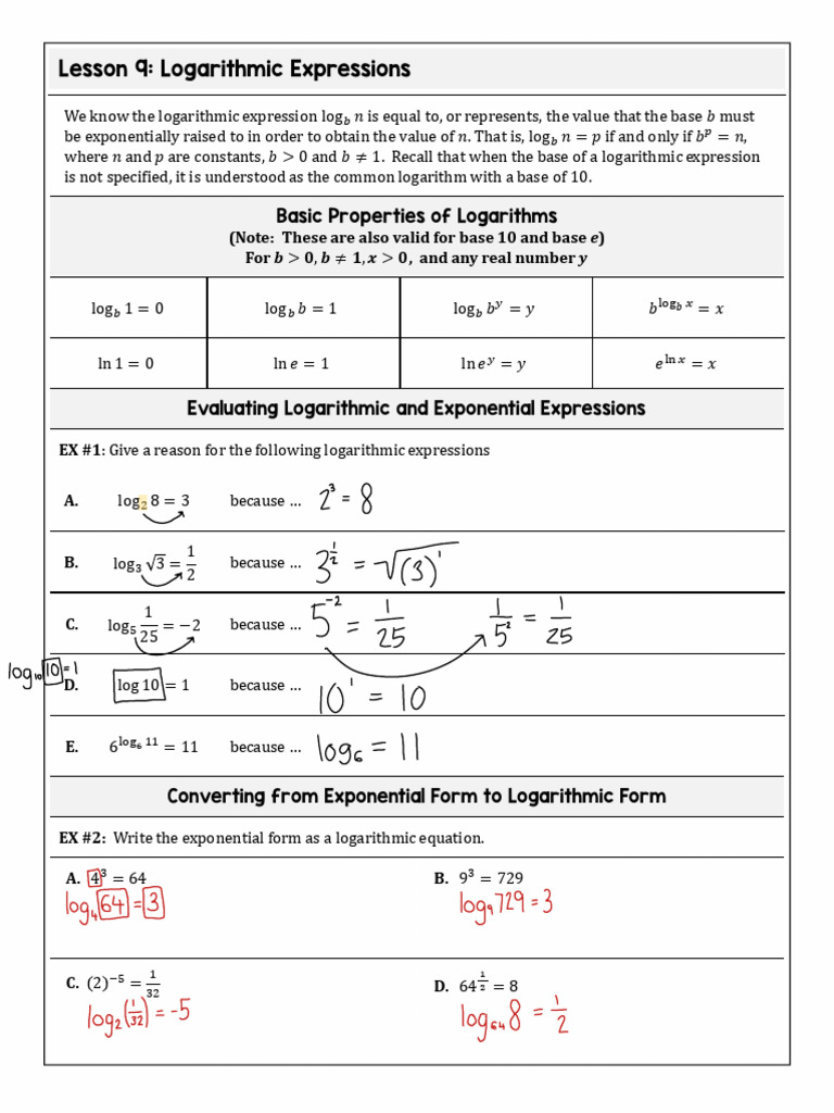 2.9 Logarithmic Expressions | PDF | Logarithm | Ph