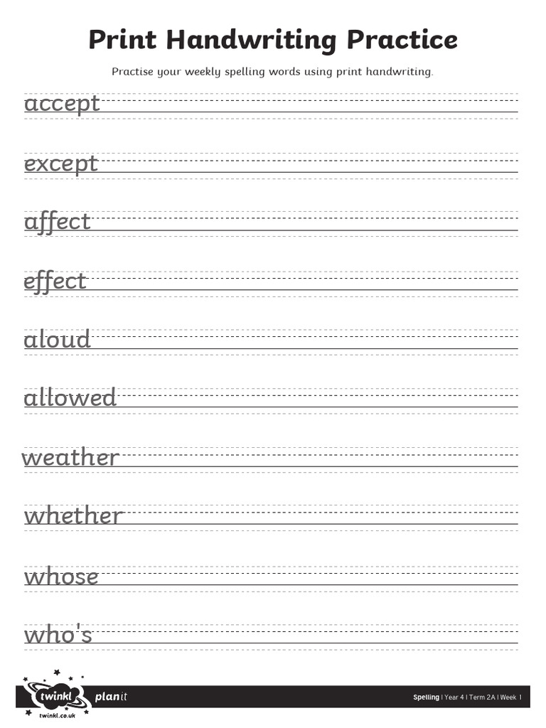 Print Handwriting Practice Sheet | PDF