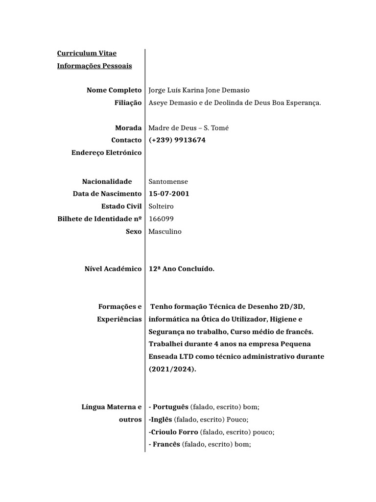 Curriculum Vitae - Jorge | PDF