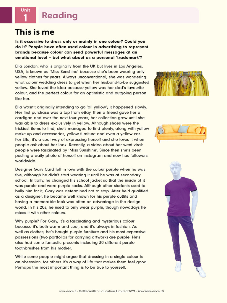 L5 B2 Accessible Reading Worksheets U1 | PDF | Fashion | Clothing