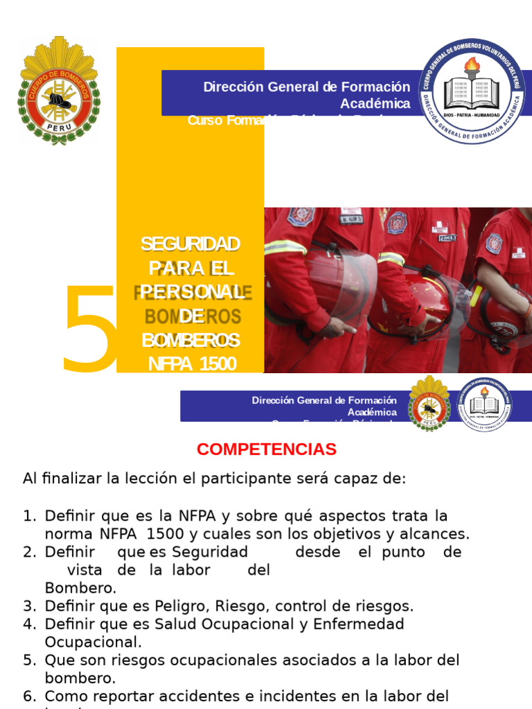 DP - Lección 05 - Seguridad para El Personal de Bomberos Nfpa 1500 - Dp. 2021 2 | PDF ...