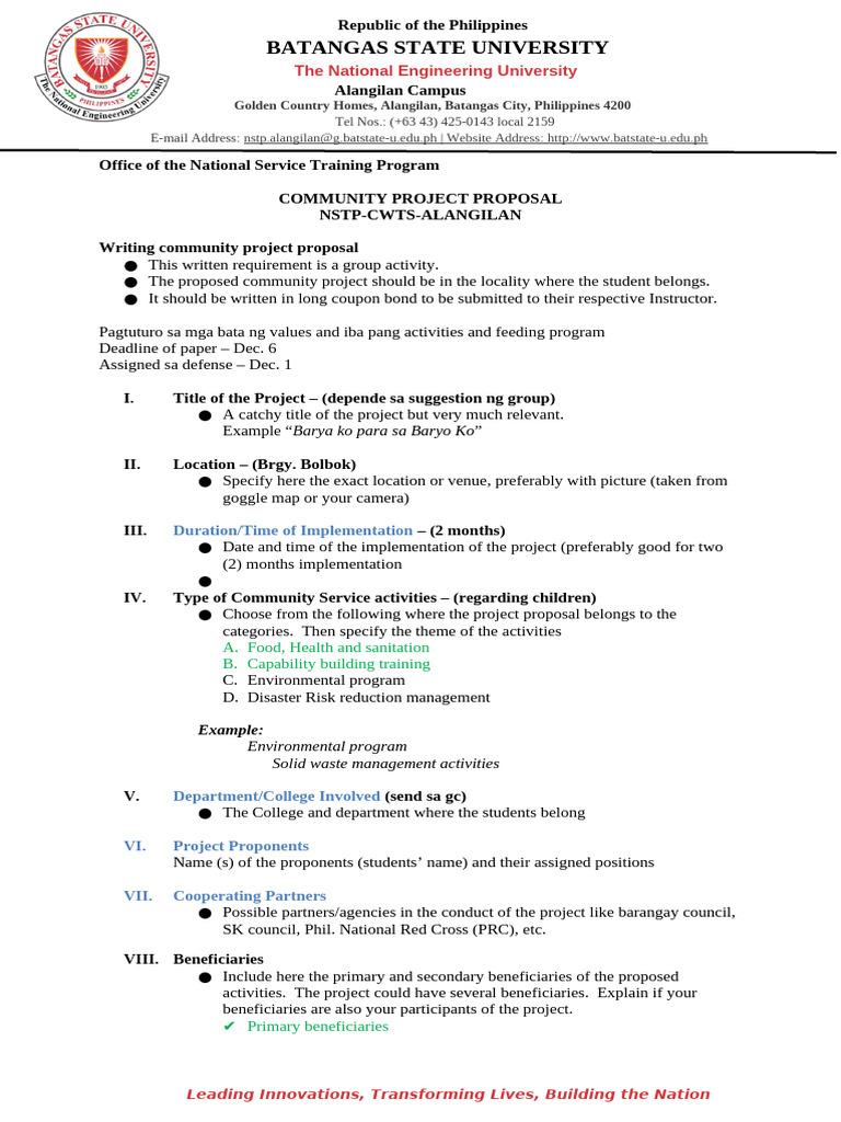 CWTS Project Proposal Format 2022 | PDF | Economies