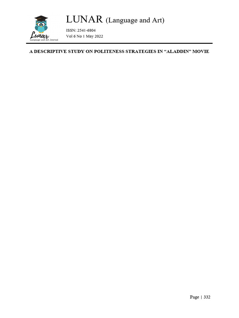 Analysis Politeness in Aladdin Movie | PDF | Communication | Human ...
